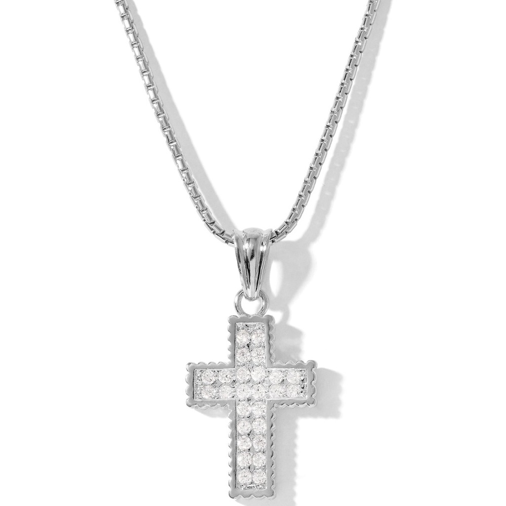 New Vanessa Mooney The Mariah Cross Necklace Silver - Gem